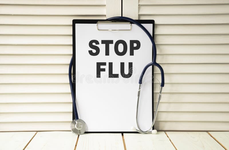 Text Stop Flu with Thermometer and Test Tube Stock Image - Image of ...