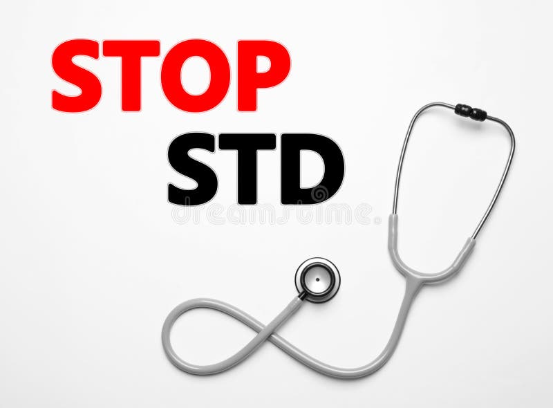 Text STOP STD and Stethoscope on White Background, Top View Stock Image ...