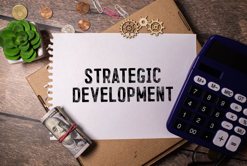Text Strategic Development on White Business Card. Stock Image - Image ...