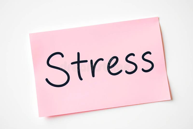 Text Stress on pink note stock image. Image of white - 358545965