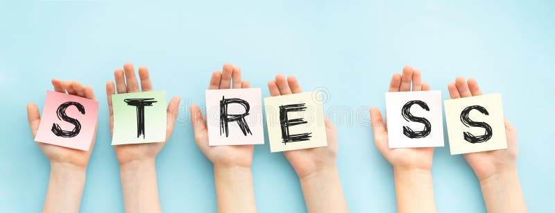 Text Stress on Stickers Pasted on Hands Stock Photo - Image of stress ...