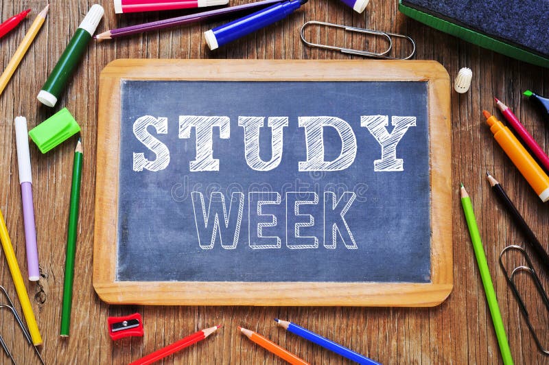 The Text Study Week Written in a Chalkboard Stock Photo - Image of high ...