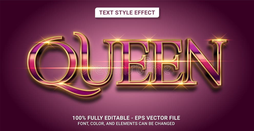 Text Style with Queen Theme. Editable Text Style Effect Stock Vector ...