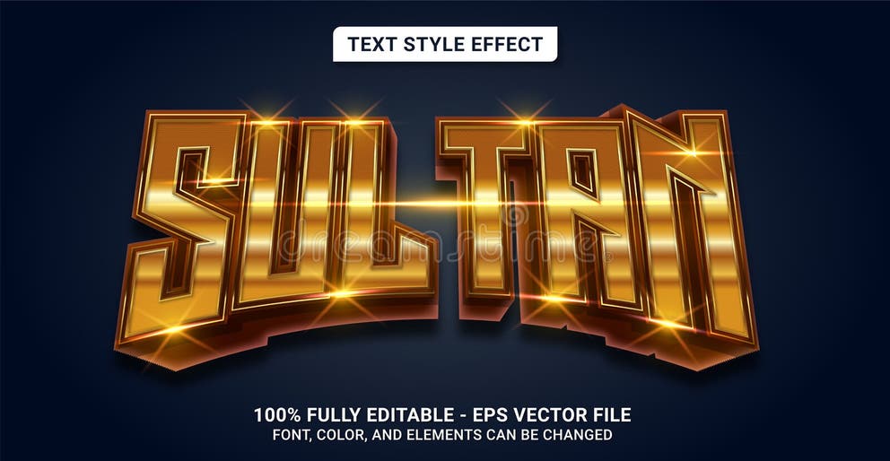 Text Style with Sultan Theme. Editable Text Style Effect Stock Vector ...