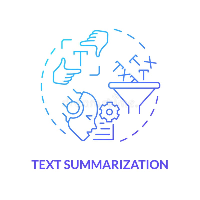 Text Summarization Blue Gradient Concept Icon Stock Vector ...
