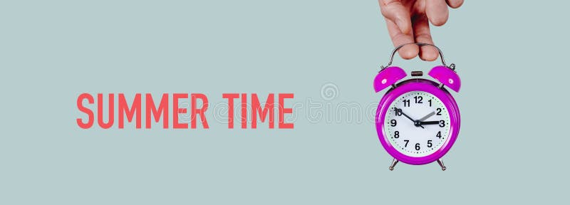 Text Summer Time and Clock, Web Banner Stock Photo - Image of clock ...
