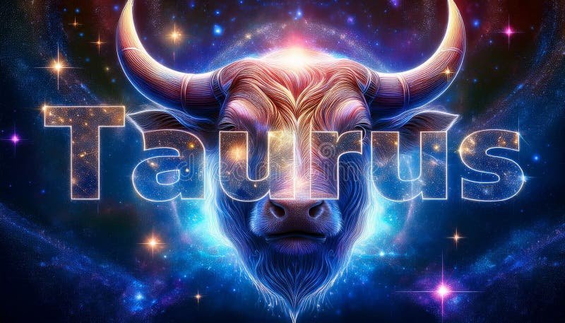 Text "Taurus" with Galaxy Background, Astrology Concept. Stock ...