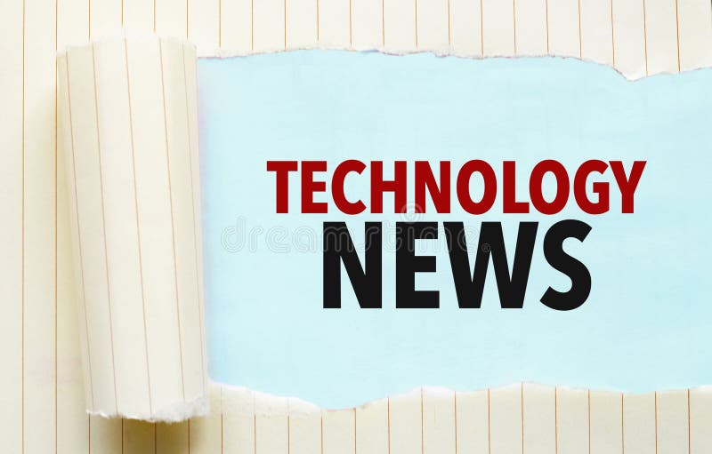 Text Technology News Appearing Behind Torn White Paper Stock Photo ...