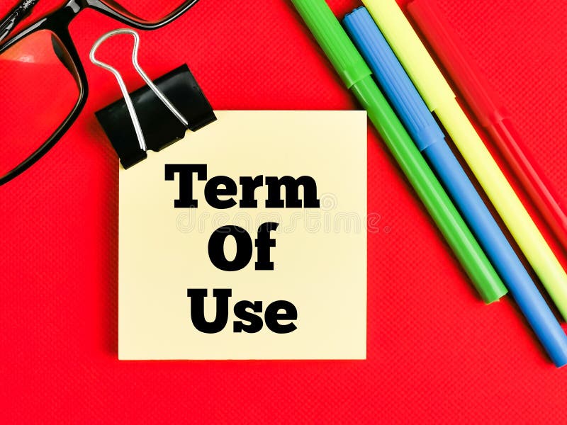 Text Term of Use on Paper Note with Stationery Isolated on Red ...
