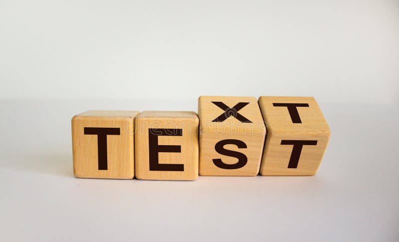 Text of Test Symbol. Fliped Wooden Cube and Changed the Word `test` To ...