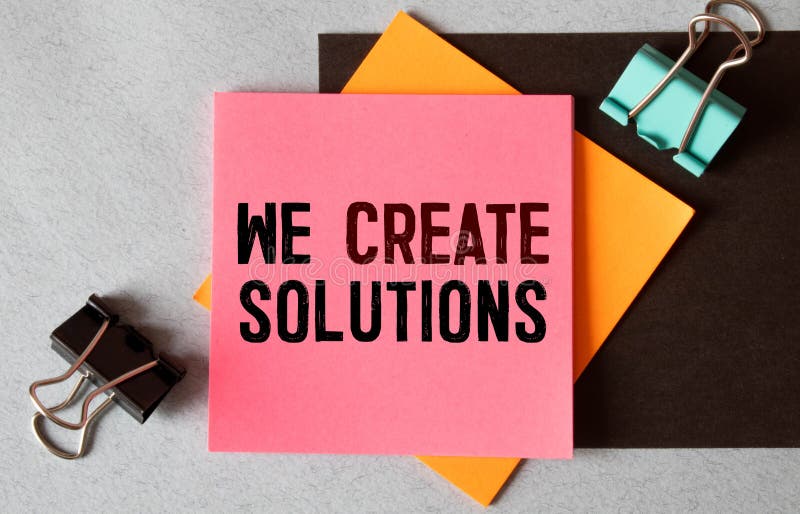 Text Text we Create Solutions Appearing Behind Torn Brown Paper. Stock ...