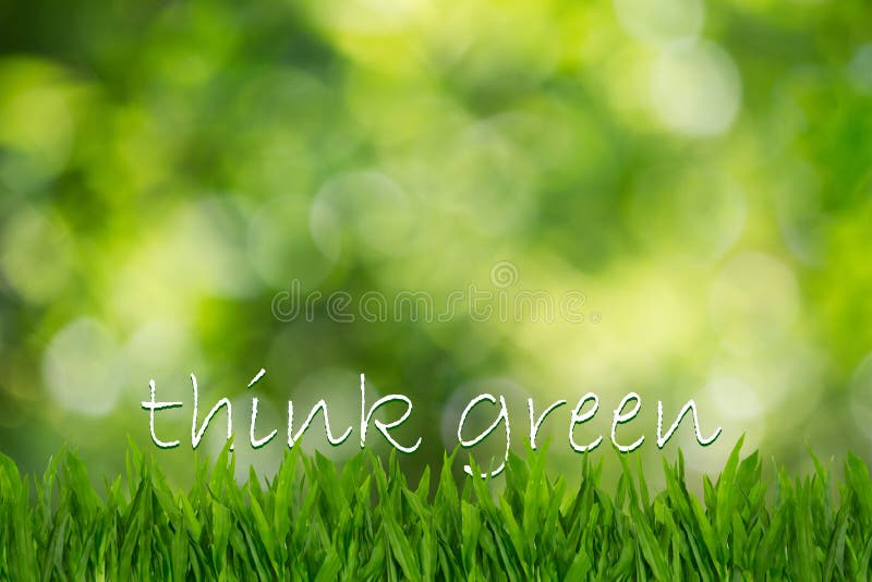 Text Think Green on Green Grass on Blurred Green Bokeh Background Stock ...