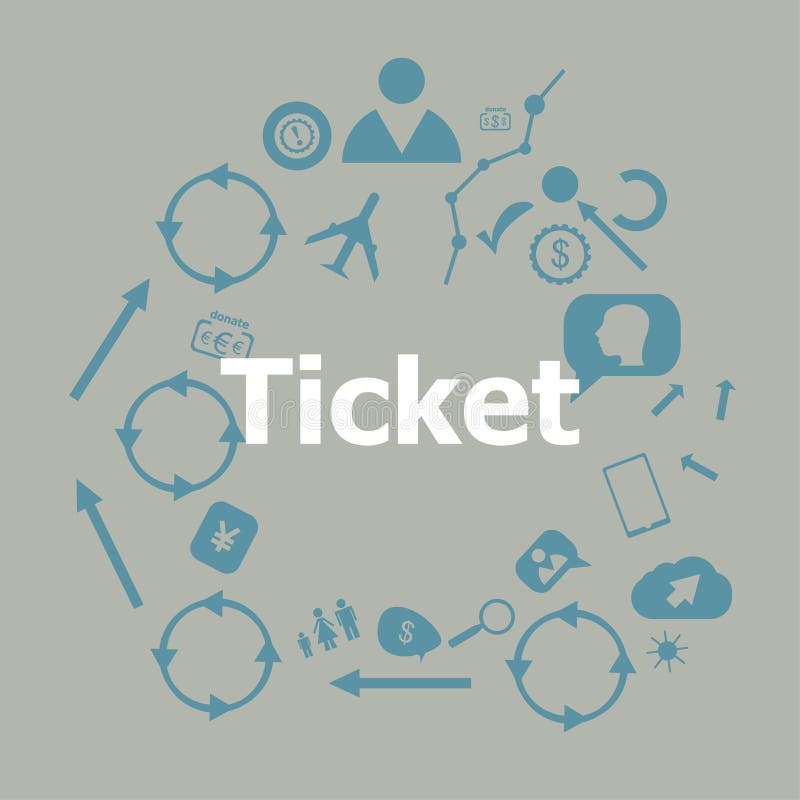 Text Ticket. Business Concept . Universal and Standard Icons for Web ...