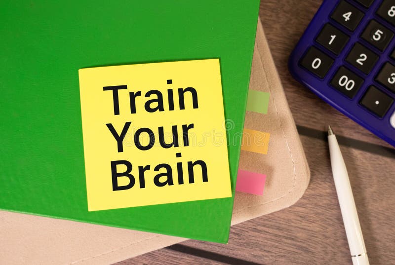 Text Train Your Brain on White Paper Stock Illustration - Illustration ...