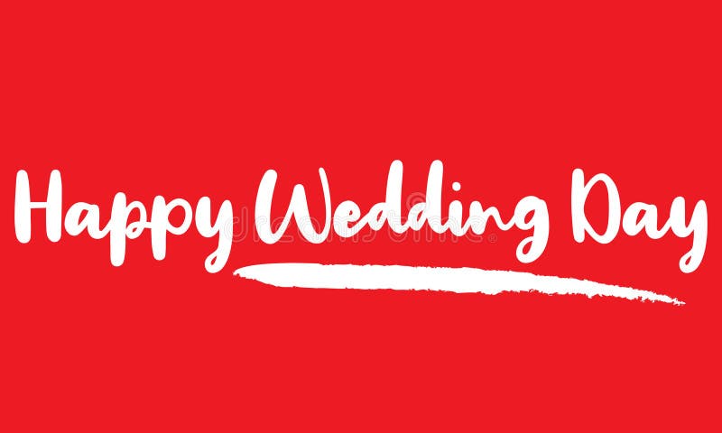 Happy Wedding Day Text Typography Stylish Lettering Phrase Vector ...