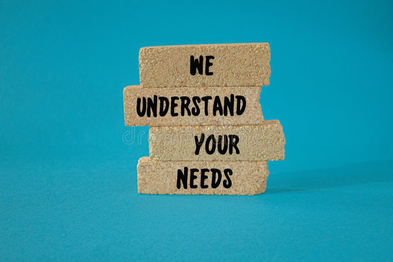 Text we UNDERSTAND YOUR NEEDS on Brick Blocks. Beautiful Blue ...