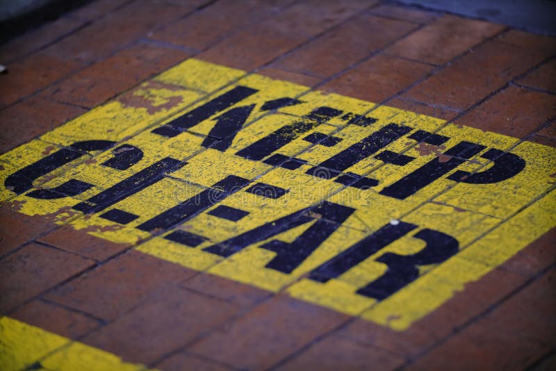 Text Warning KEEP CLEAR on Stone Platform on Train or Metro Station ...