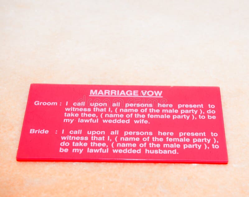 Text of the Wedding Vow between the Bride and Groom Stock Photo - Image ...