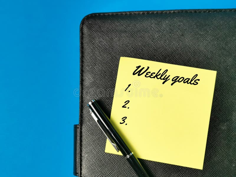 Text Weekly Goals with List Number on Sticky Note. Stock Image - Image ...