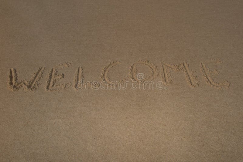 Text "welcome" on the Beach Sand Stock Image - Image of exotic ...