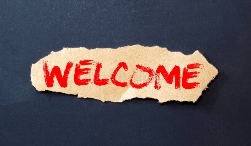 The Text WELCOME Behind Torn Brown Paper Stock Photo - Image of ...