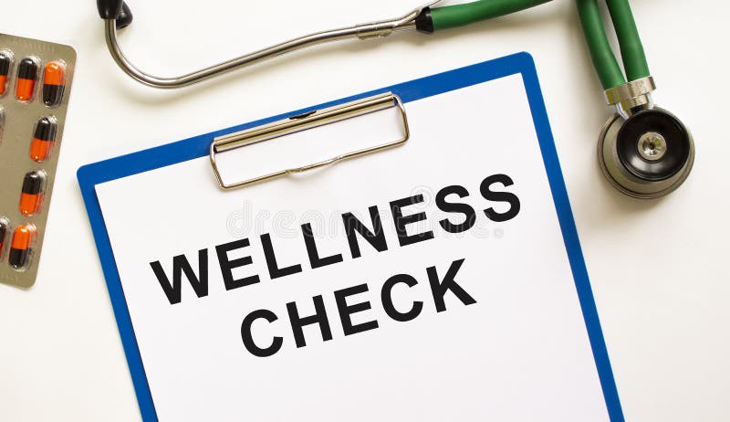 Text WELLNESS CHECK in the Folder with the Stethoscope. Medical Concept ...