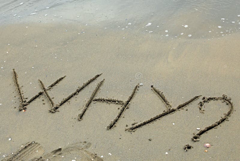 Text with WHY and the Question Mark on the Shore of the Beach Stock ...