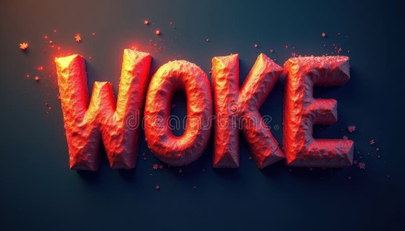 Text WOKE Illuminated with Dramatic Red and Orange Lighting Effects ...
