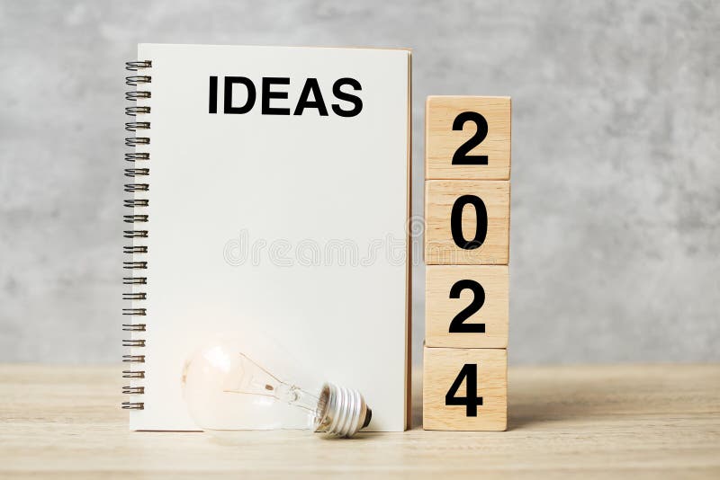 2024 Ideas New Year Symbol. Businessman Turns a Wooden Cube and Changes ...