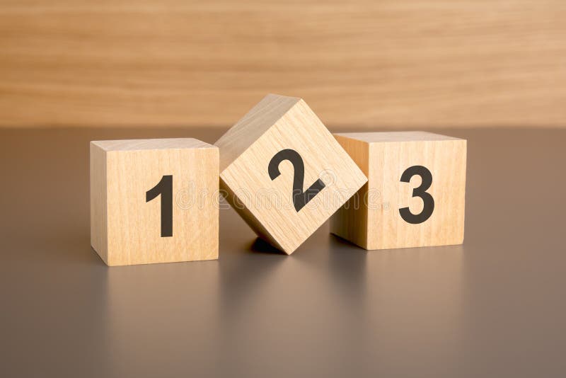 123 Text on Wooden Cubes. Wooden Background. Foreground Stock Photo ...