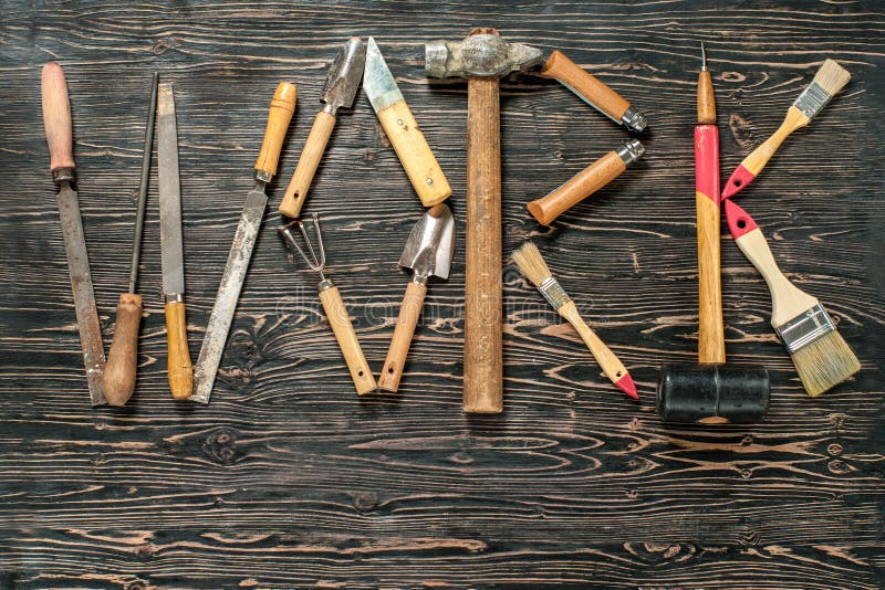 Text WORK is Written by Work Tools. the Word WORK is Made Up of a Work ...