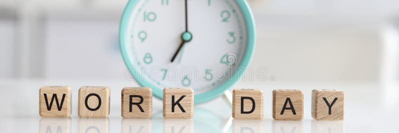Text Working Day and Alarm Clock on Table Stock Photo - Image of ...