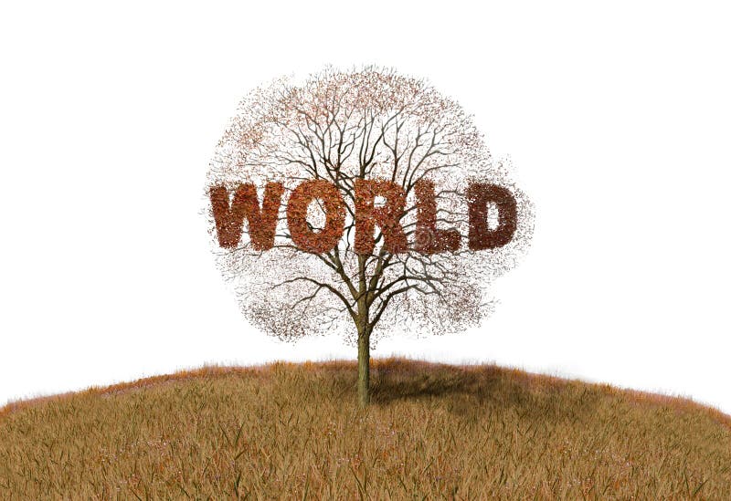 World map on a tree stock illustration. Illustration of symbol - 46290005