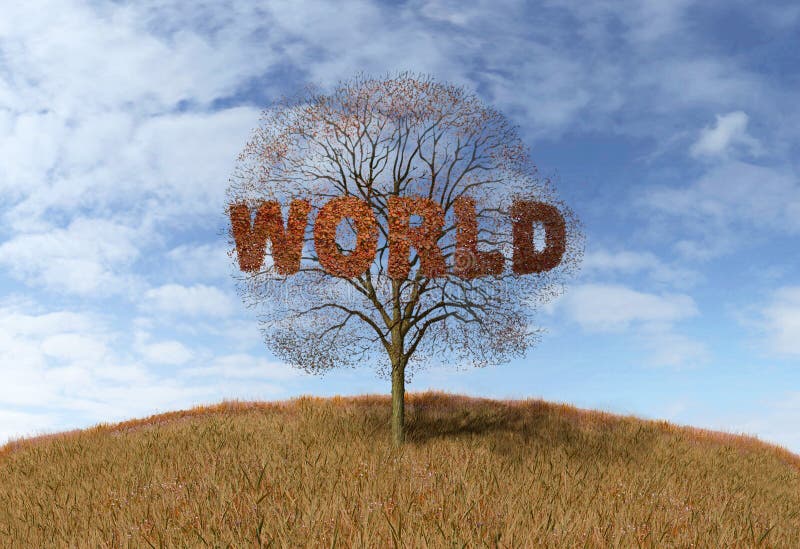 Text world tree stock illustration. Illustration of earth - 46290019