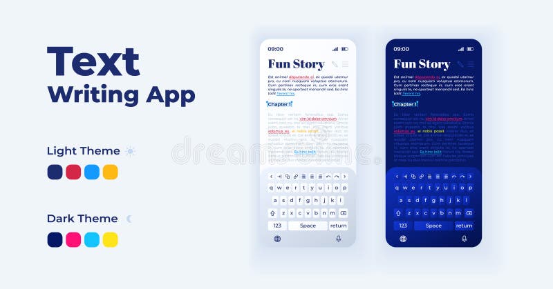 Text Writing Smartphone Interface Vector Templates Set Stock Vector ...