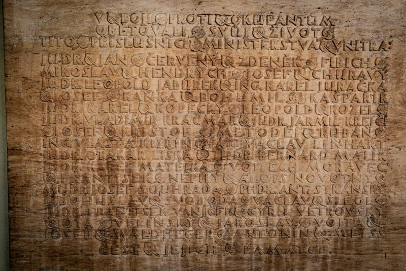 Text Written in the Wall in Prague, Czech Republic Stock Image - Image ...