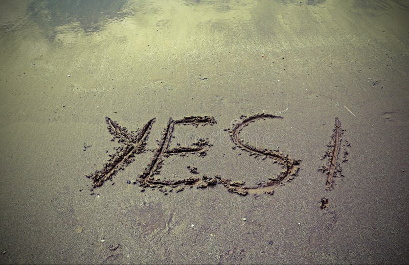Text YES on the beach sand stock image. Image of omega3 - 145037769