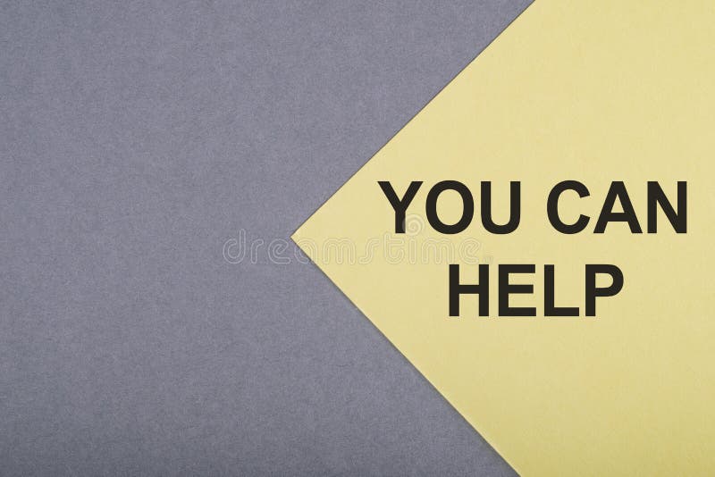 Text You Can Help in Yellow Triangle on Violet Background Stock Photo ...