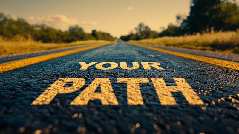 Text YOUR PATH on a Road Leading into the Horizon. Stock Image - Image ...