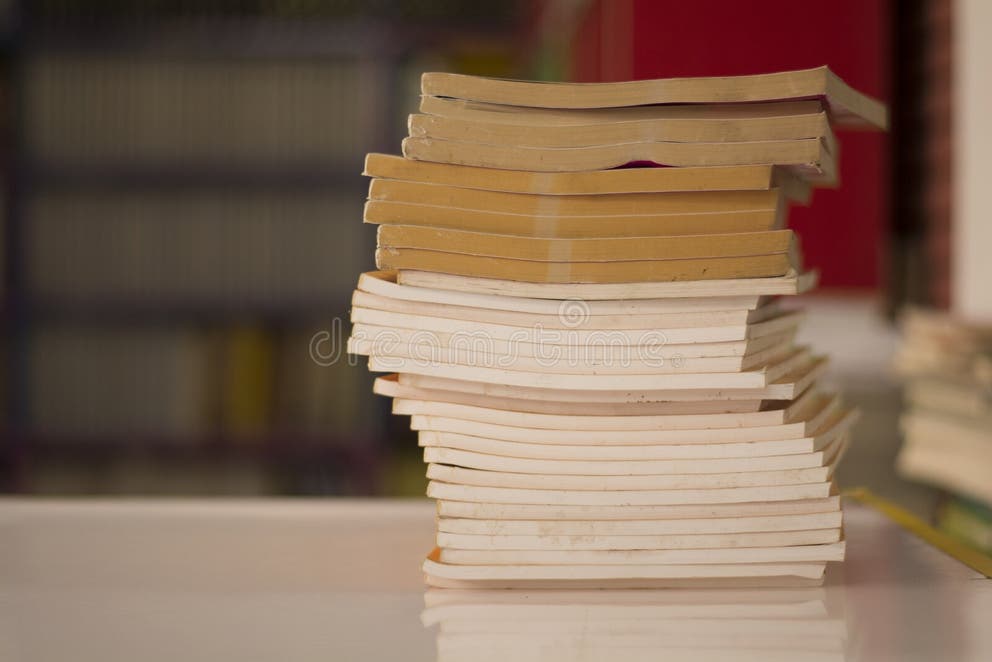 Textbook Division Book Stack on the Table. Stock Photo - Image of ...