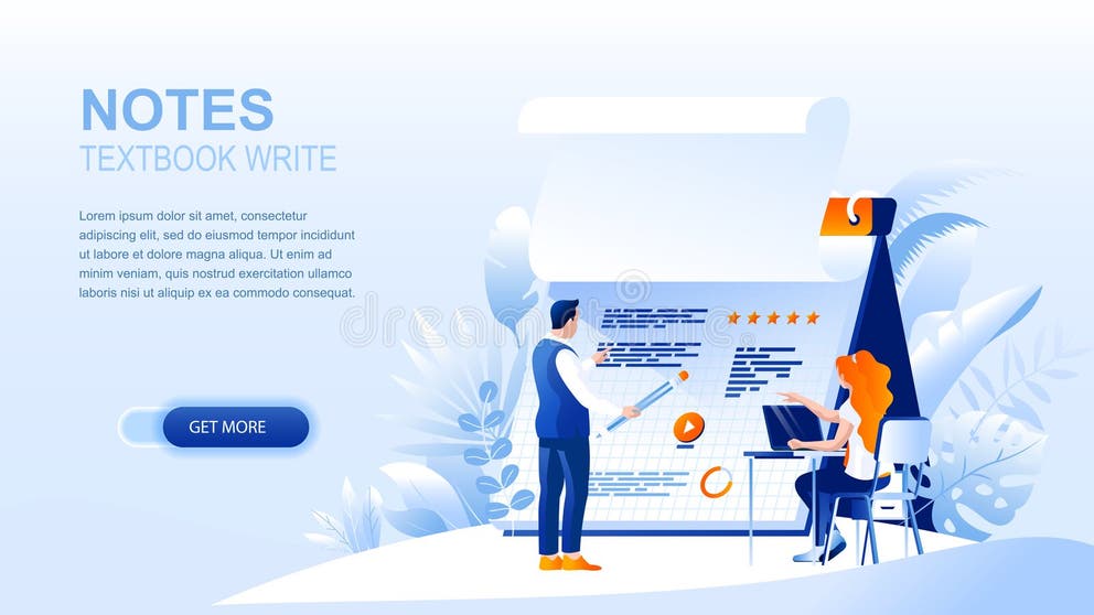 Textbook Notes Flat Landing Page with Header. Planning and Scheduling ...