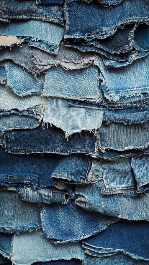 Textile Art Created from Layered Denim Fabrics in Various Shades of ...