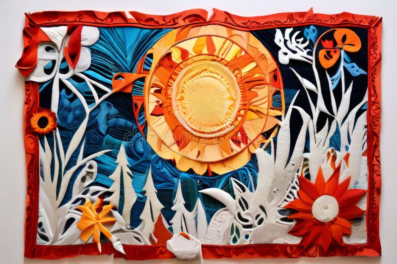 Textile Art with Paper Cut Screen Creating a Textile Artwork Wit Stock ...