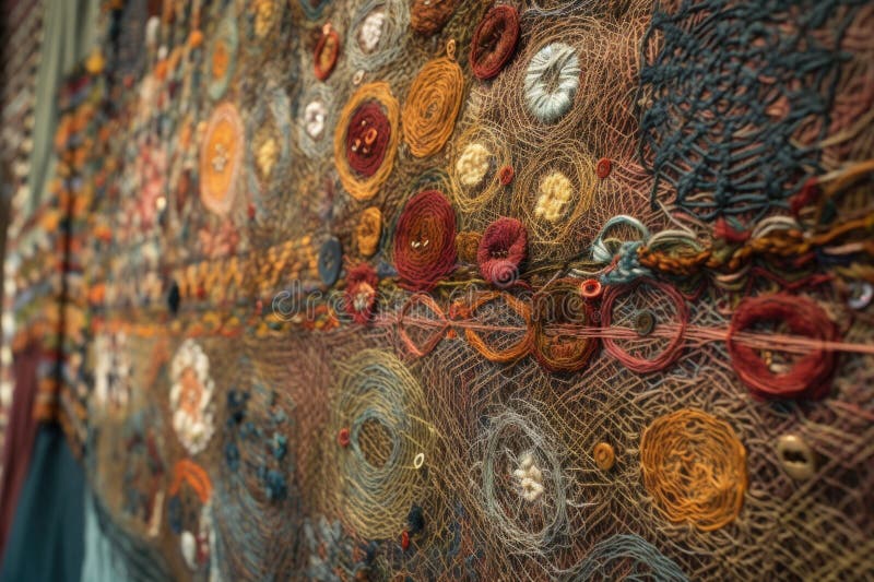 Textile Artist Painting Abstract Pattern on Canvas, with View of the ...