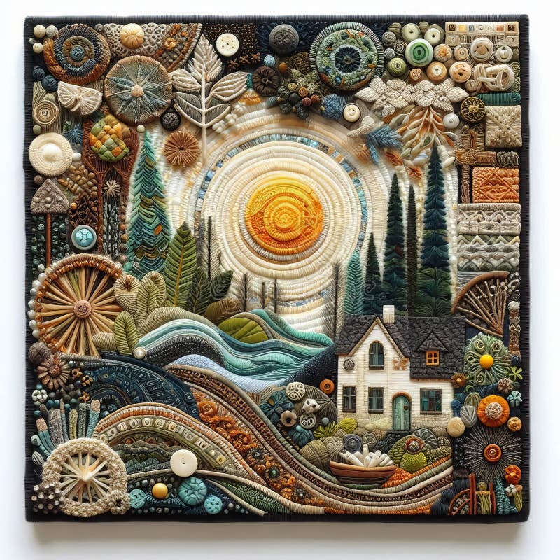 Textile Artwork a Tactile and Textile Based Artwork Stock Illustration ...