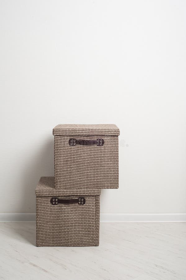 Textile Beige and Brown Storage Boxes Stock Photo - Image of modern ...