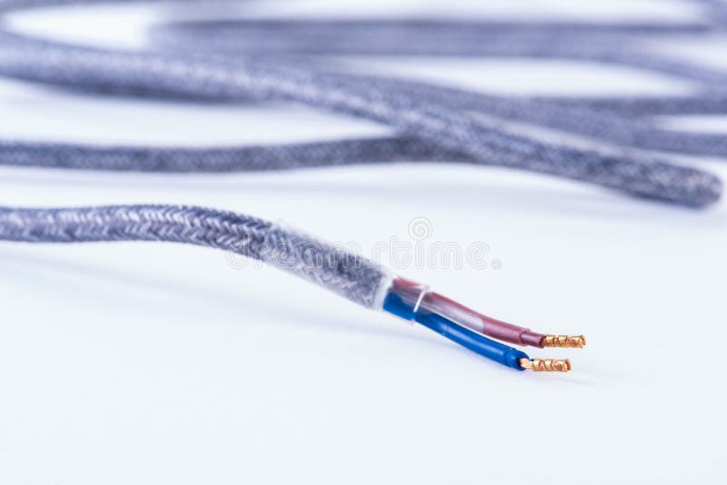 Textile Braided Electrical Cable Cord with Terminals Stock Image ...