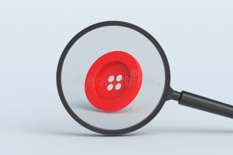Textile Button Behind Magnifying Glass Stock Illustration ...