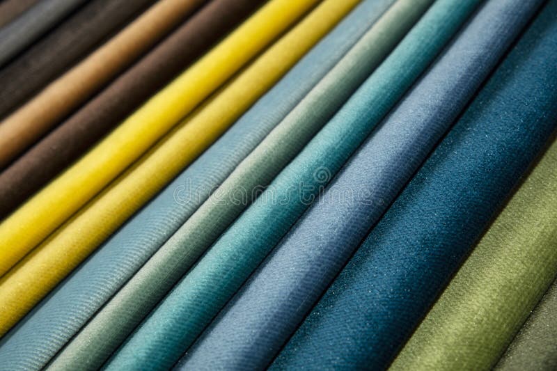Textile Catalogue, Colorful Fabric Samples Stock Image - Image of folds ...