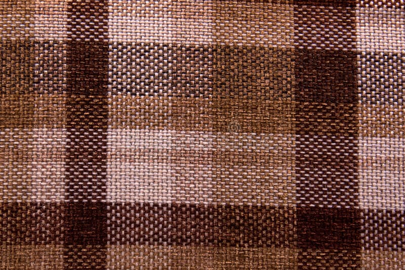 Textile Close-up Checkered and Brown Texture Stock Image - Image of ...
